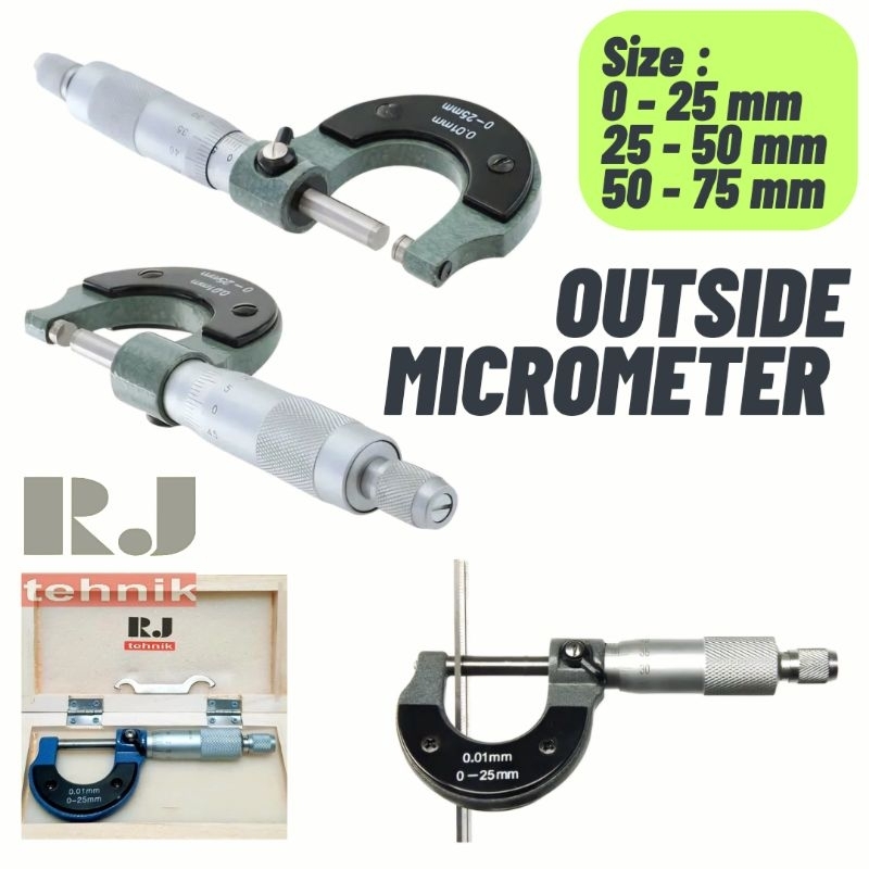 Jual Micrometer Skrup Sekrup Mikrometer Luar Outside Micrometer 0-25 mm ...