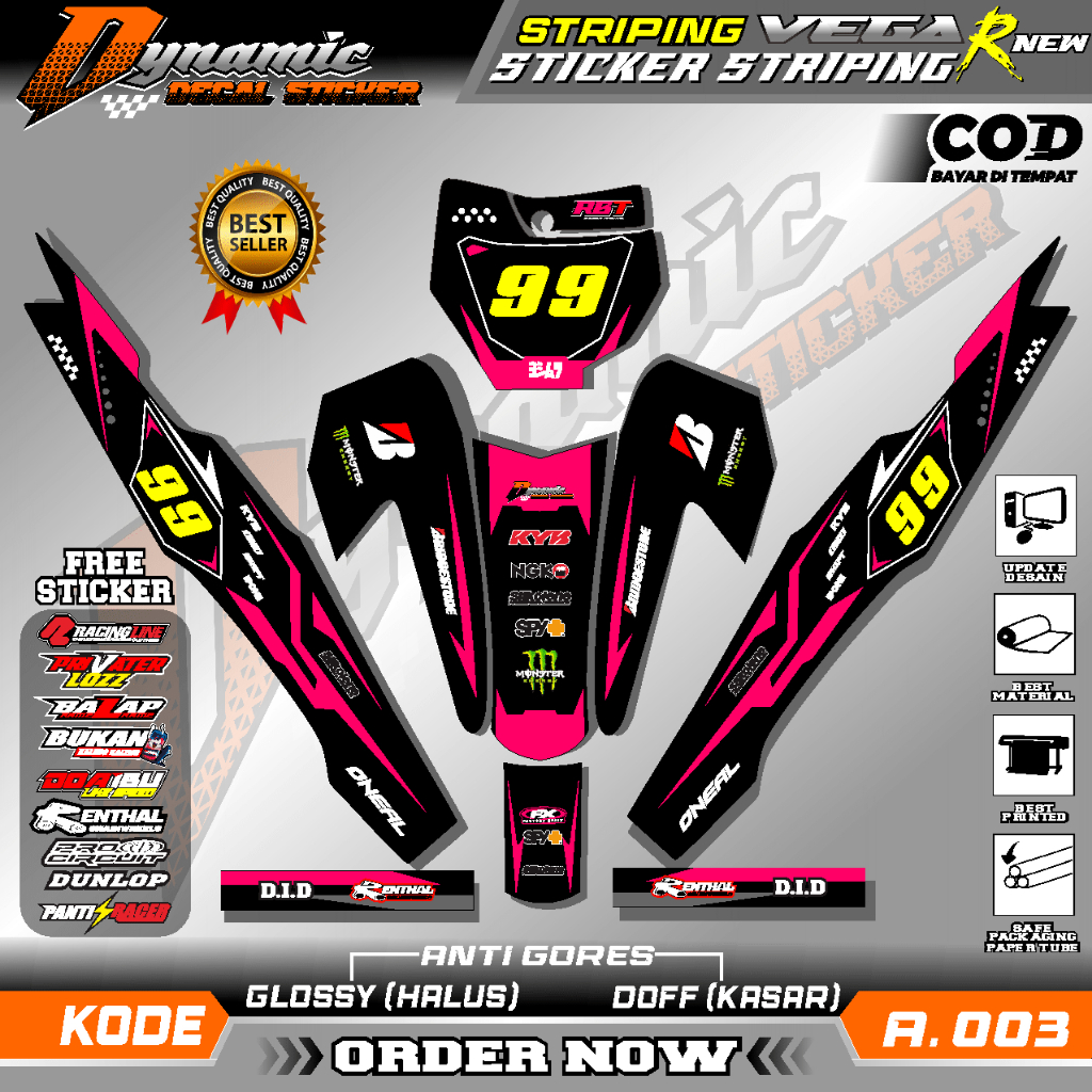 Jual (COD) Sticker Striping RBT VEGA R NEW - Motor RBT Bebek Modif ...