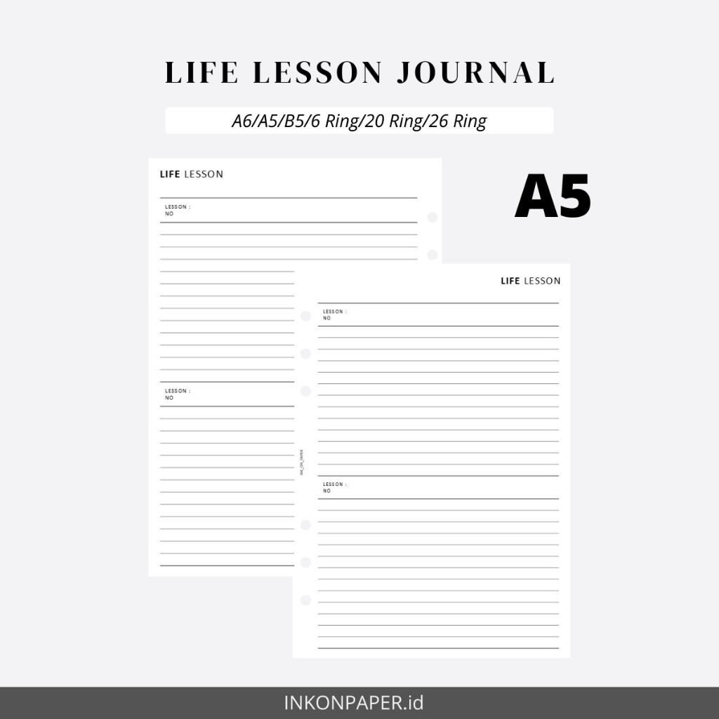 Jual A5 - Journaling, Minimalist Planner, Life Lesson Journal by INK_ON ...