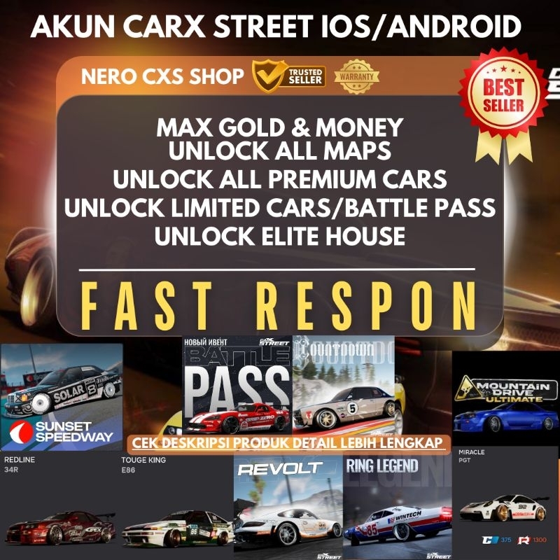 Jual CarX Street FULL Unlock Cars Premium, Map, Max Gold & Cash ...