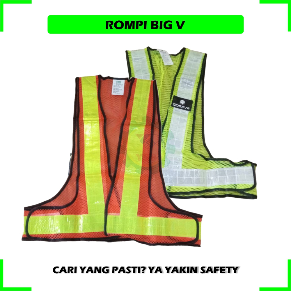 Jual Rompi Proyek Jaring Safety Reflektif Model Garis Big V Orange ...