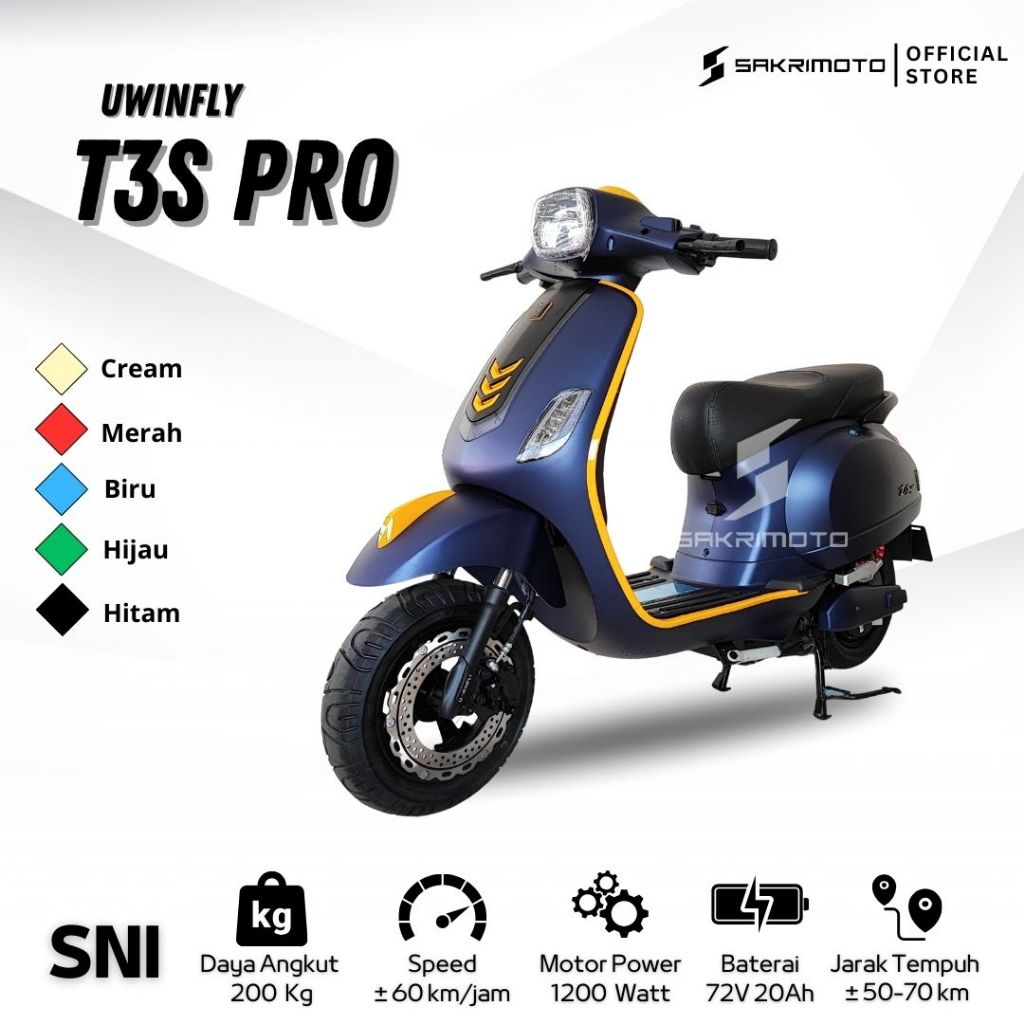 Jual Motor Listrik Uwinfly T3S Pro 1200W - Murah Berkualitas Garansi Resmii | Shopee Indonesia