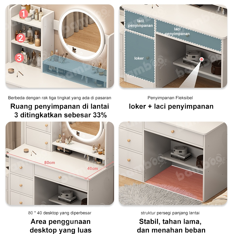 Jual Meja Rias Minimalis Set Meja Rias Kursi Pita Meja Rias Set Bangku Meja Rias Lampu LED Meja ...