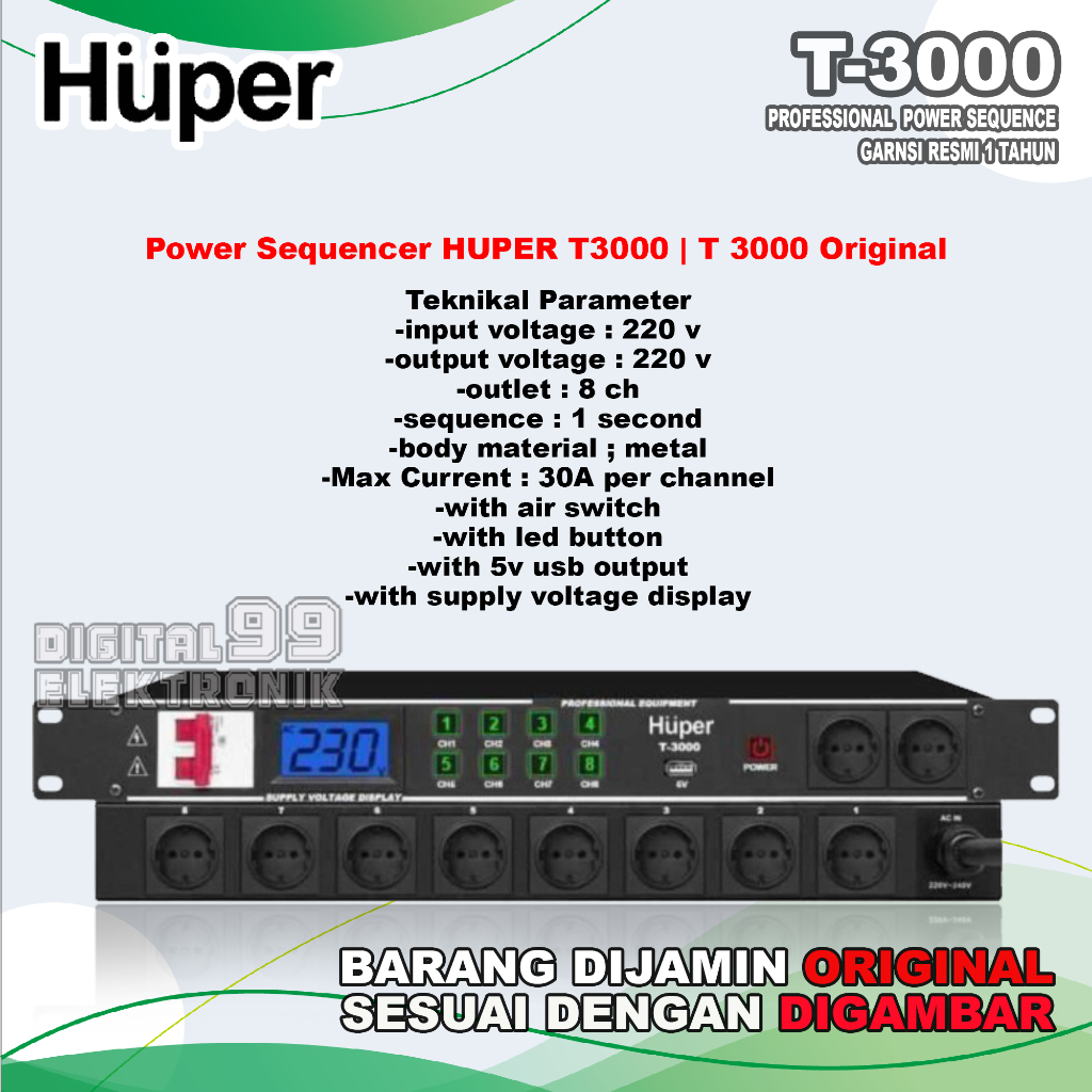 Jual Power Sequencer HUPER T3000 | T 3000 | T-3000 Original | Shopee Indonesia