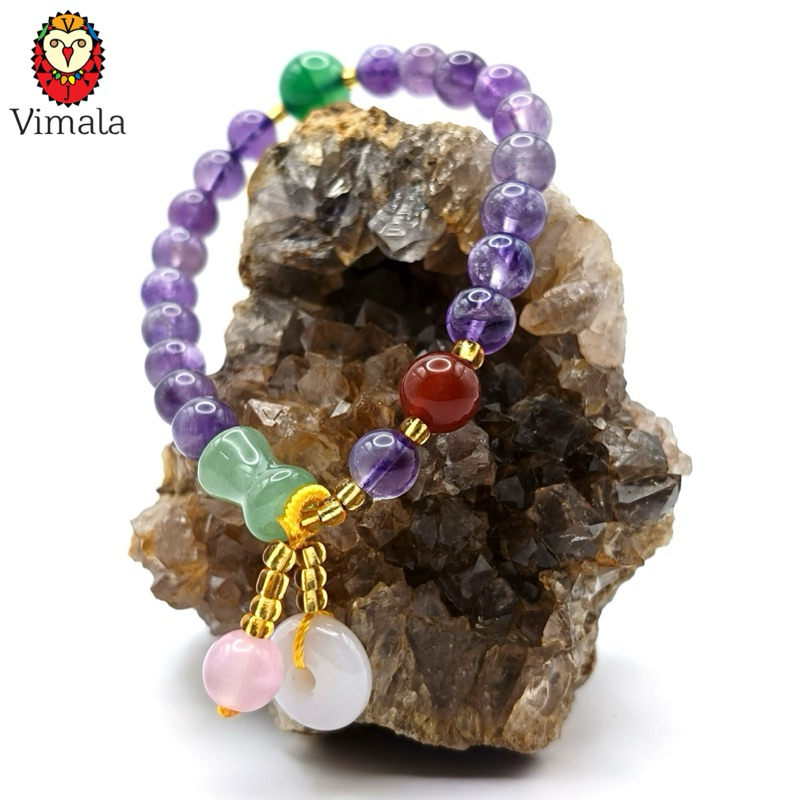 Jual Gelang natural kristal Amethyst mix Red Carnelian Aventurine Jade ...