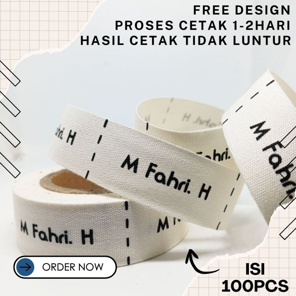 Jual 100pcs custom/label katun/label baju anak/label nama/pita piterban ...