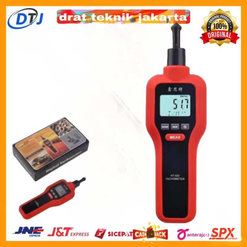 Jual HTI HT-522 Handheld Digital Tachometer Contact and Photoelectric ...