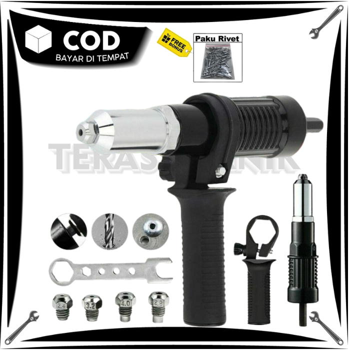Jual Tang Rivet Ripet Konverter Bor Paku Rivet Elektrik Gun Besi Hitam ...