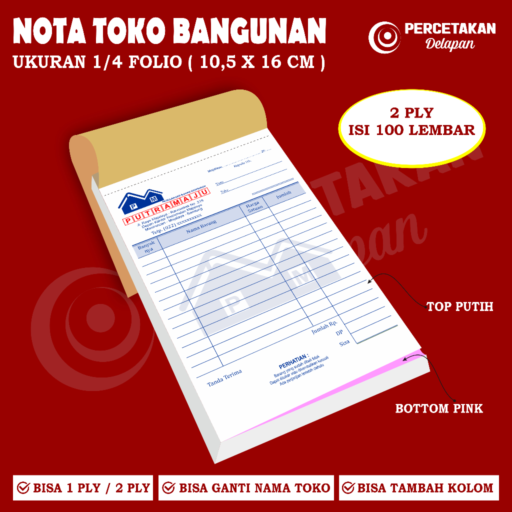 Jual Cetak nota toko bangungan custom 2 ply | Shopee Indonesia