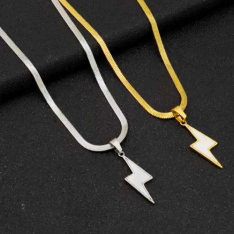 Jual KALUNG TITANIUM PRIA MODEL PIPIH LIONTIN PETIR SILVER ANTI KARAT ...