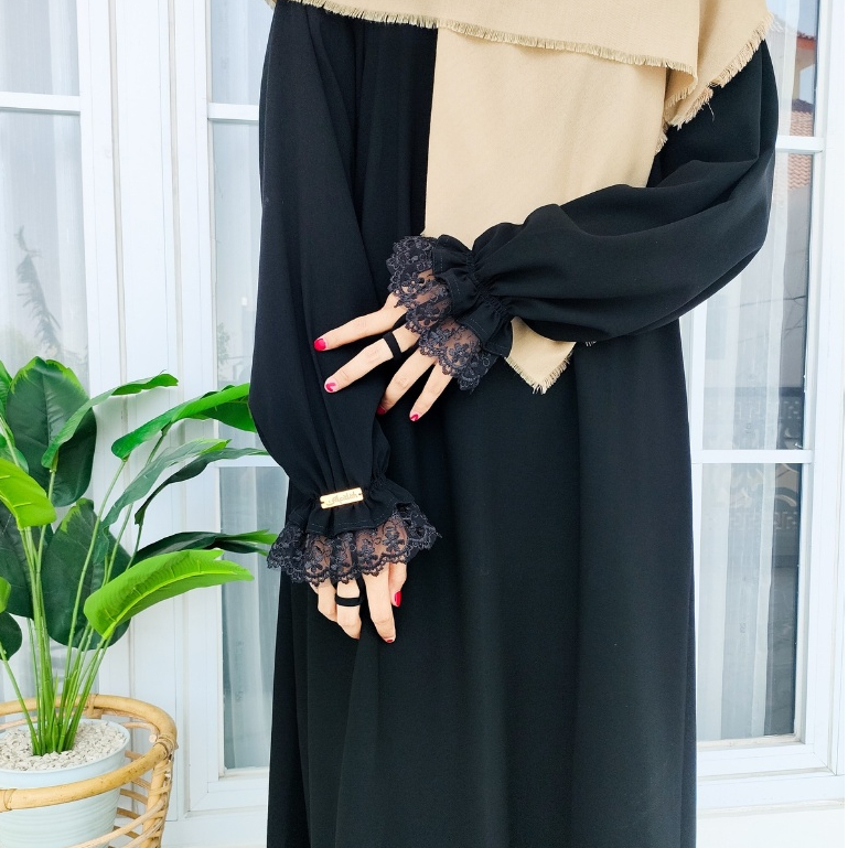 Jual Abaya Yumna Terlaris Gamis Polos Lengan Karet Renda Ada Tali Cincin Busui Simpel Mewah ...