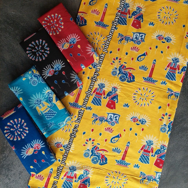 Jual Kain Batik Printing Motif Ondel Ondel Khas Betawi Bahan Katun ...