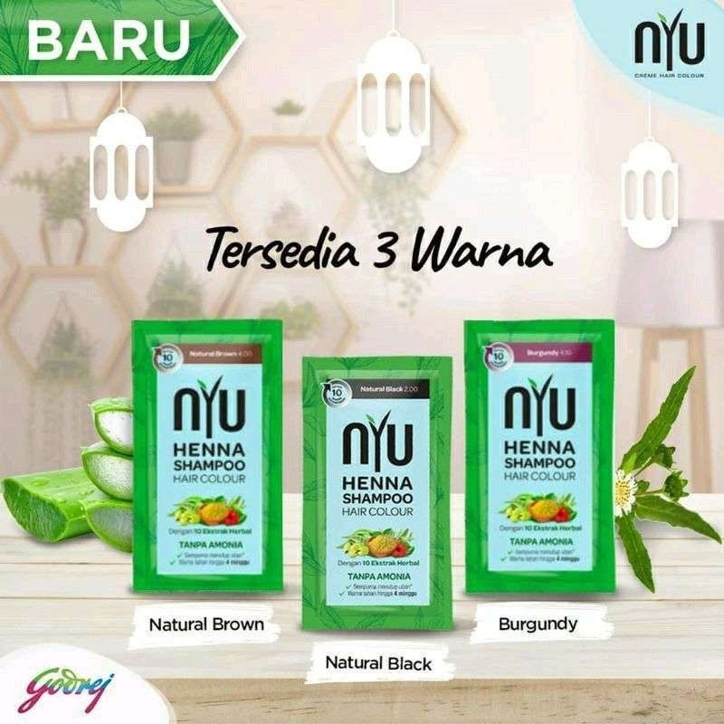 Jual NYU Henna Shampo Hair Colour - Semir Rambut Pewarna Rambut Shampo ...