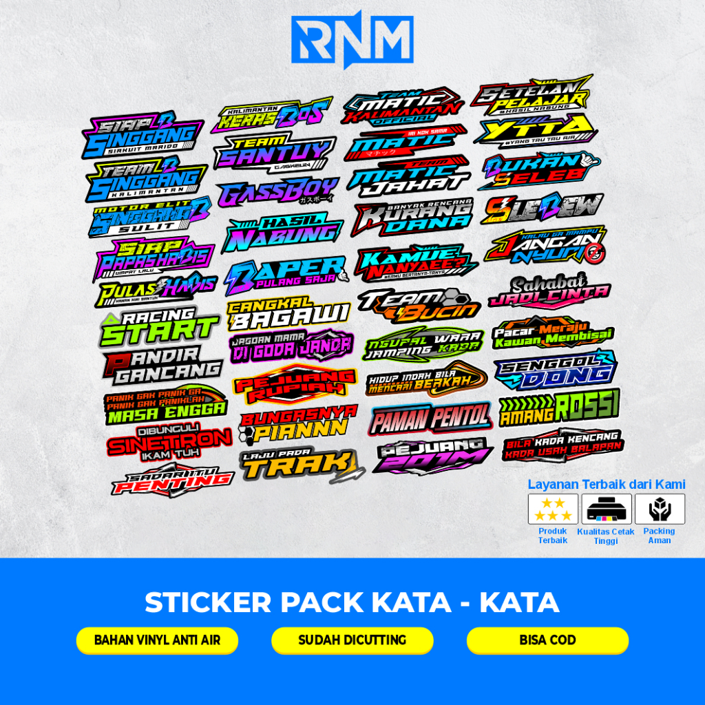 Jual Sticker/stiker set pack viral kata - kata racing kekinian isi 10 ...
