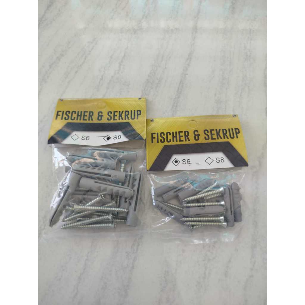 Jual 1 Set Sekrup dan Fischer murah isi 10 pasang / set (skrup piser viser baut) ukuran s6 s8 ...