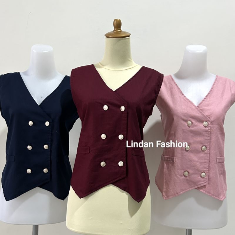 Jual Vest Kekinian Trendy Casual Elegant Vest Kancing Murah Bahan Halus ...