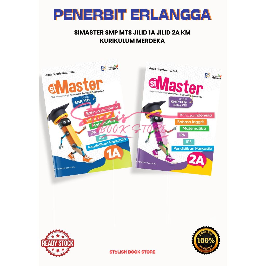 Jual SIMASTER SMP MTS JILID 1A JILID 2A KM KURIKULUM MERDEKA ERLANGGA ...