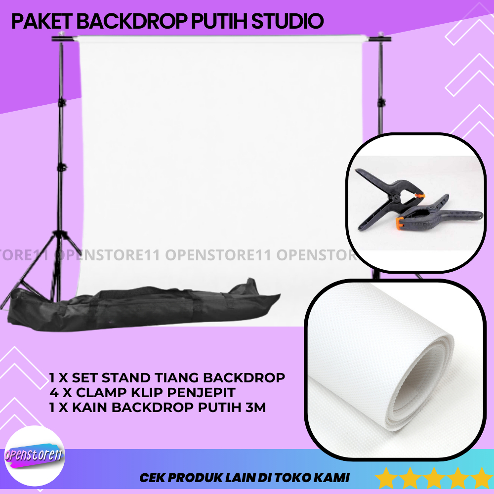 Jual Background Putih Polos with Stand Backdrop Studio | Shopee Indonesia
