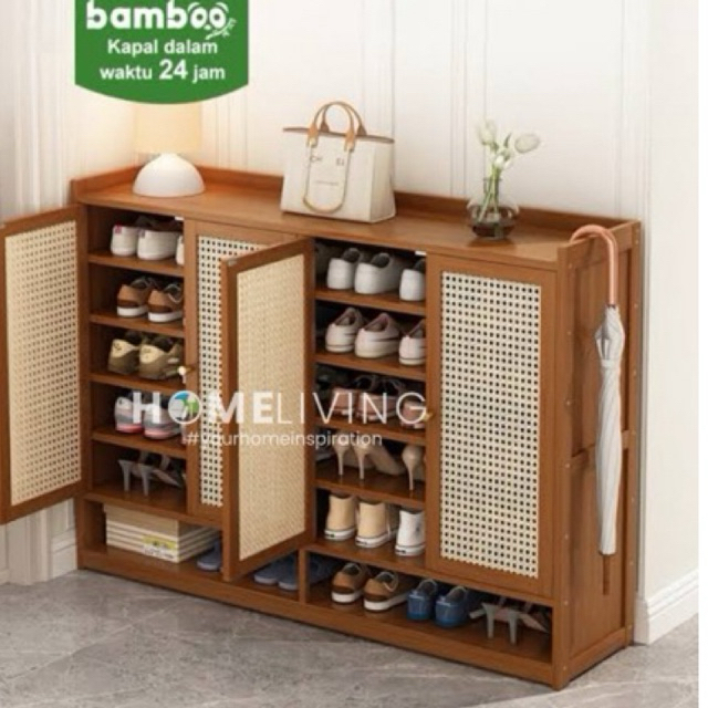 Jual HOMELIVING - RAK SEPATU BAMBU - RAK SEPATU ROTAN - LEMARI SEPATU ...