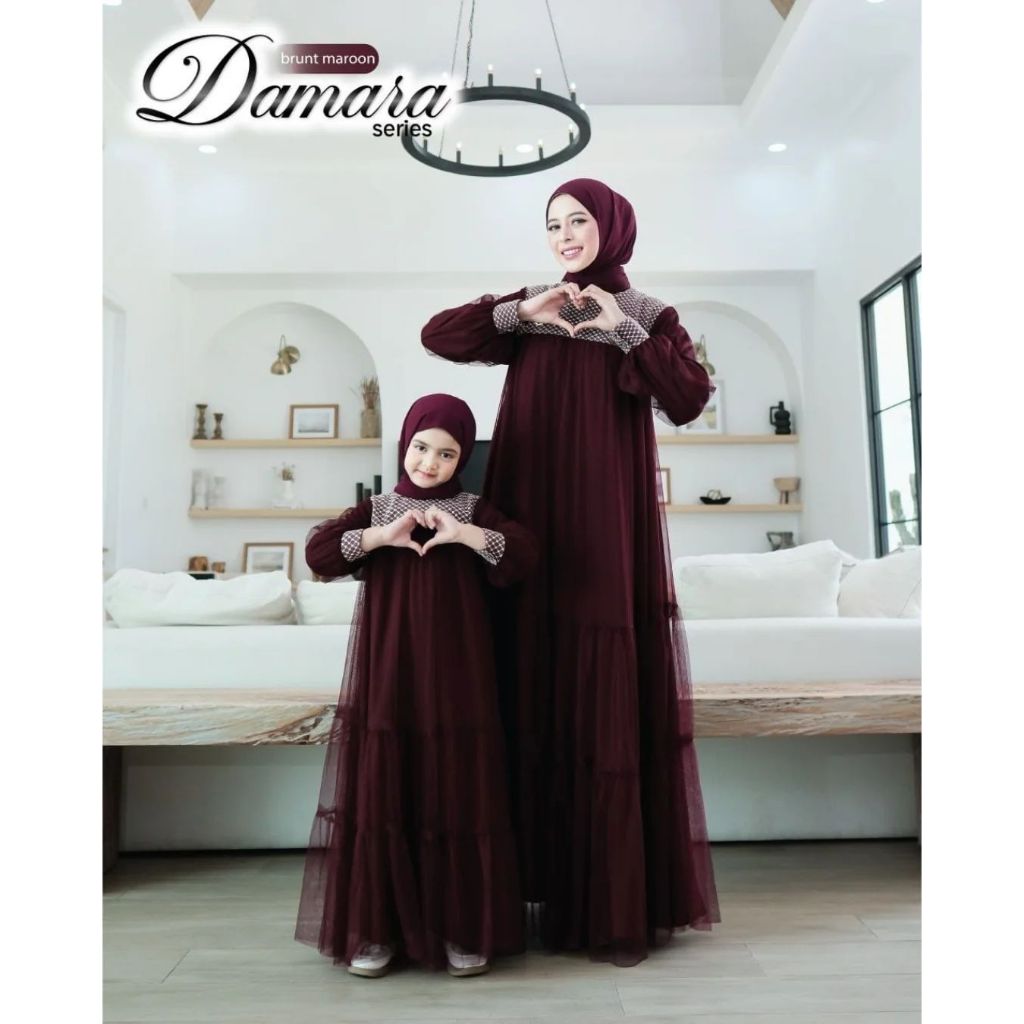 Jual DAMARA DRESS COUPLE WANITA IBU DAN ANAK BAHAN SYAKILLA MIX TILLE ...