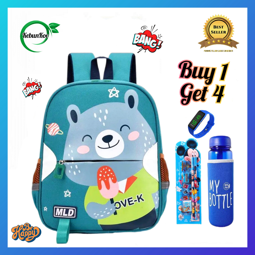 Jual Tas Ransel Anak Laki Laki Terbaru Motif Beruang N Tirex Buy 1 Get 4 Tas Sekolah Anak Tk ...