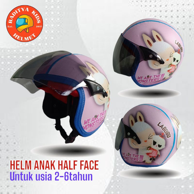 Jual Helm labubu untuk usia 2-6 tahun laki laki perempuan free kaca ...