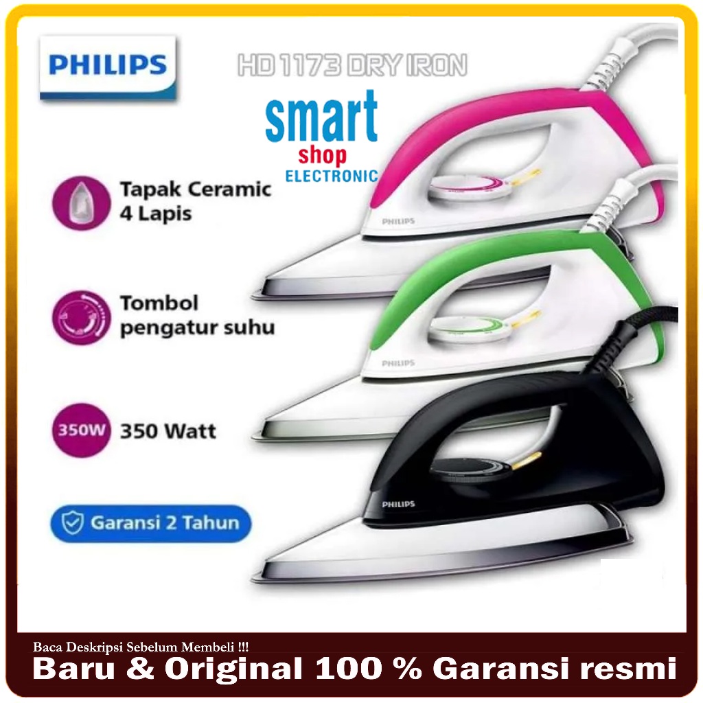 Jual Philips HD1173 Setrika Listrik HD 1173 - Garansi Resmi | Shopee ...
