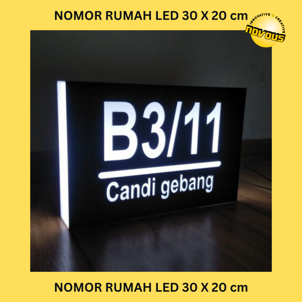 Jual Nomor Rumah Akrilik LED Neon Box Papan Nama Akrilik LED 30 x 20 cm ...