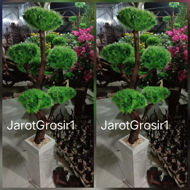 Jual POHON BONSAI PLASTIK + POT DAN BATU // BONSAI PINUS PLASTIK ...