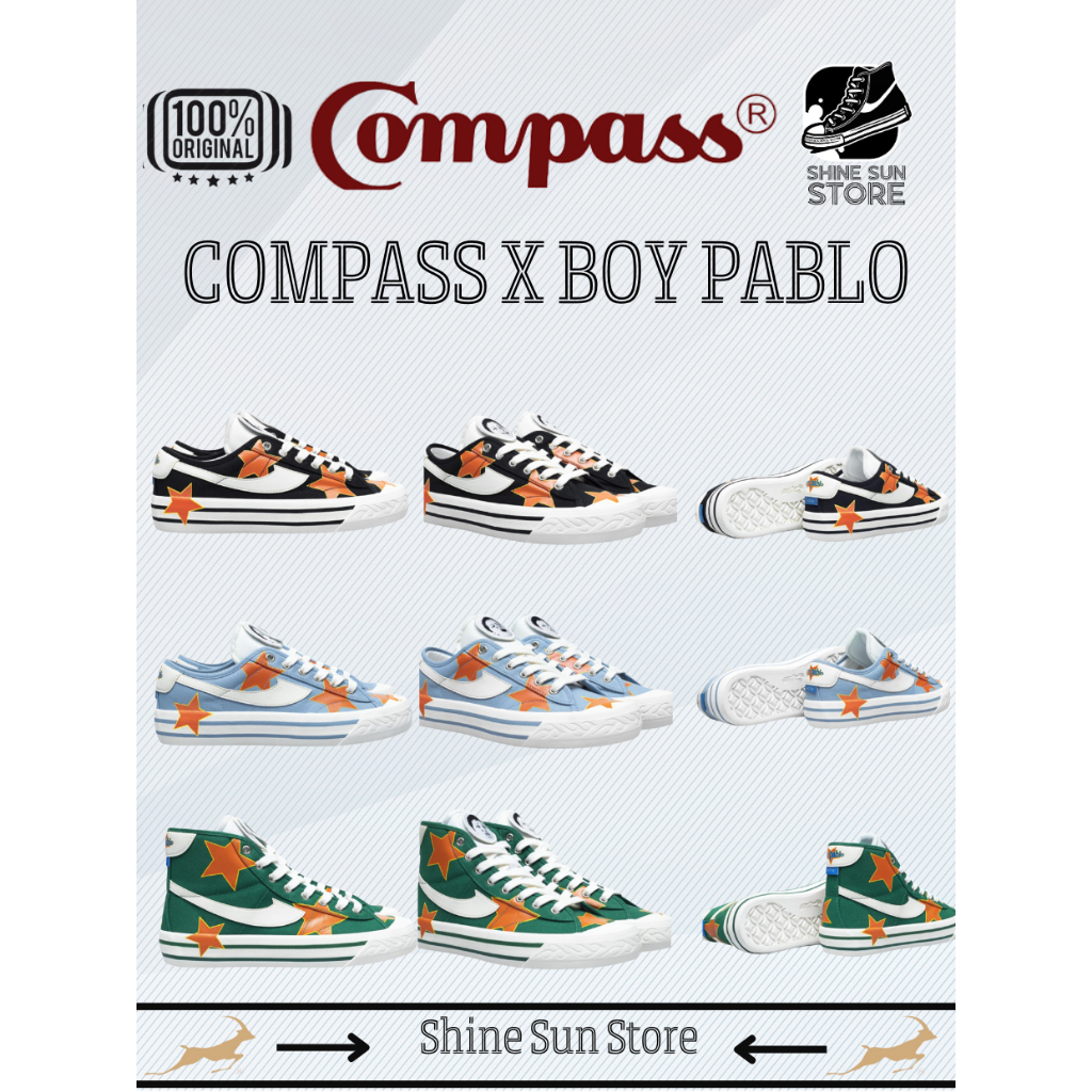 Jual [ORIGINAL] Sepatu Compass x Boy Pablo Black // Baby Blue // Green ...