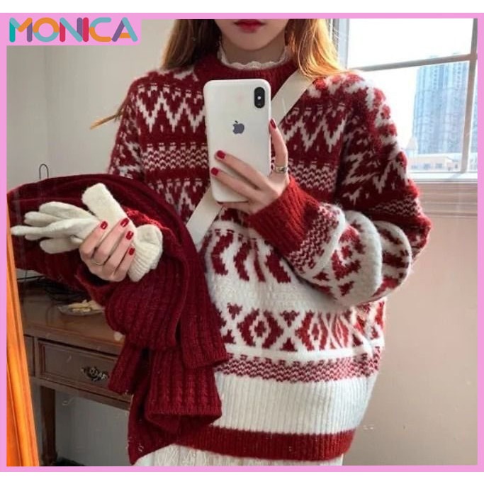 Jual Monica Sweater Wanita / Sweater Natal Wanita / Sweater Rajut ...