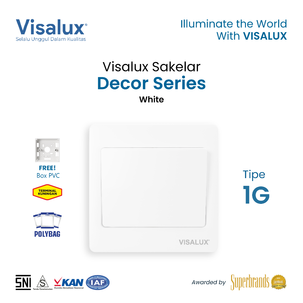 Jual Visalux Saklar Decor Series - 1G White / Sakelar Premium (VSD9011 ...