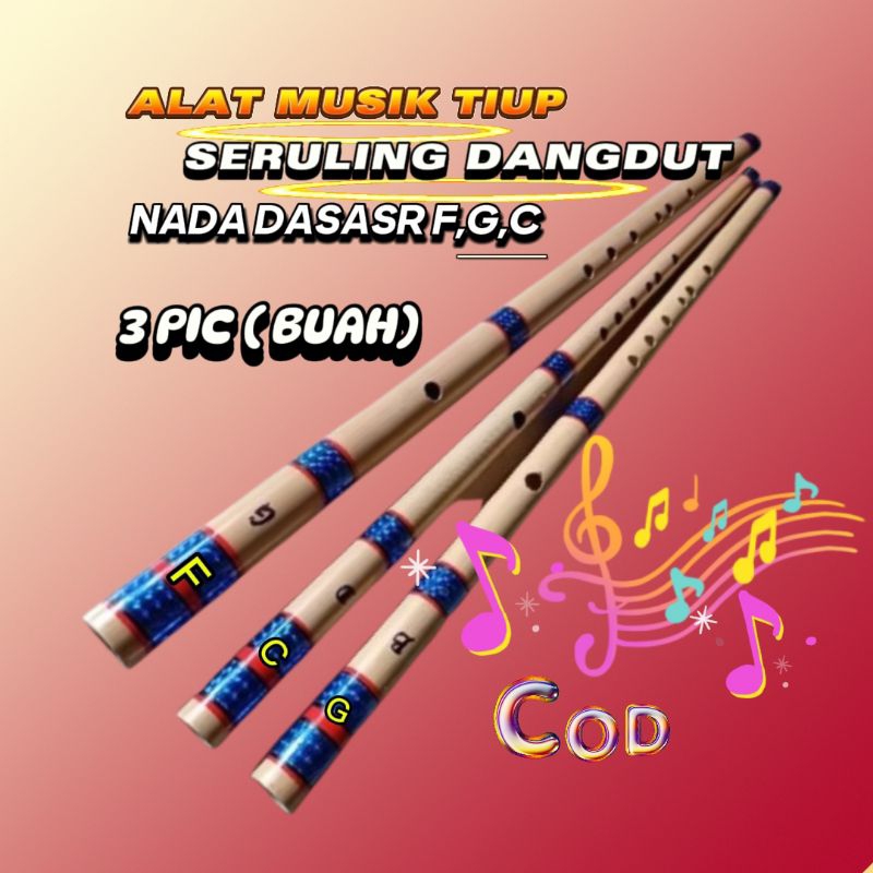 Jual SERULING BAMBU DANGDUT 3 PIC NADA DASAR F,G,B | Shopee Indonesia