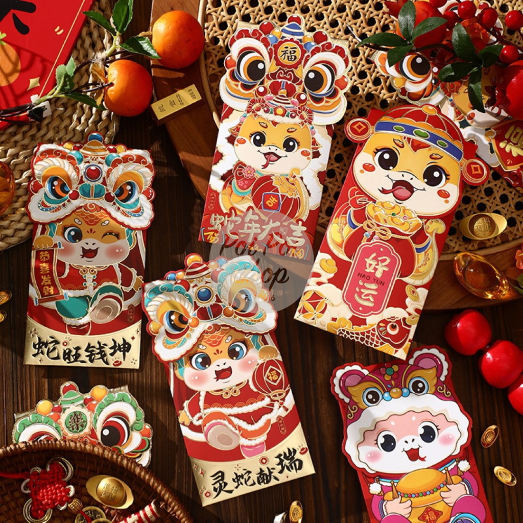 Jual Angpao Imlek Ular 2025 Angpau Panjang Dompet V. 3D Shio Ular ...