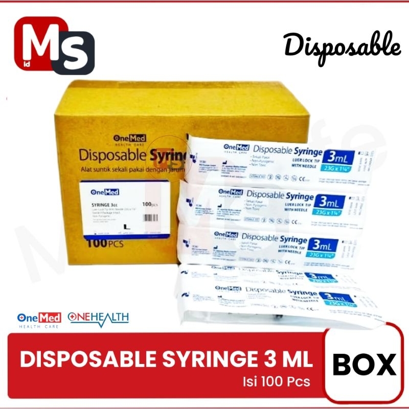 Jual MS SPUIT 3 Ml DISPOSABLE SYRINGE ISI 100 PCS / BOX | Shopee Indonesia
