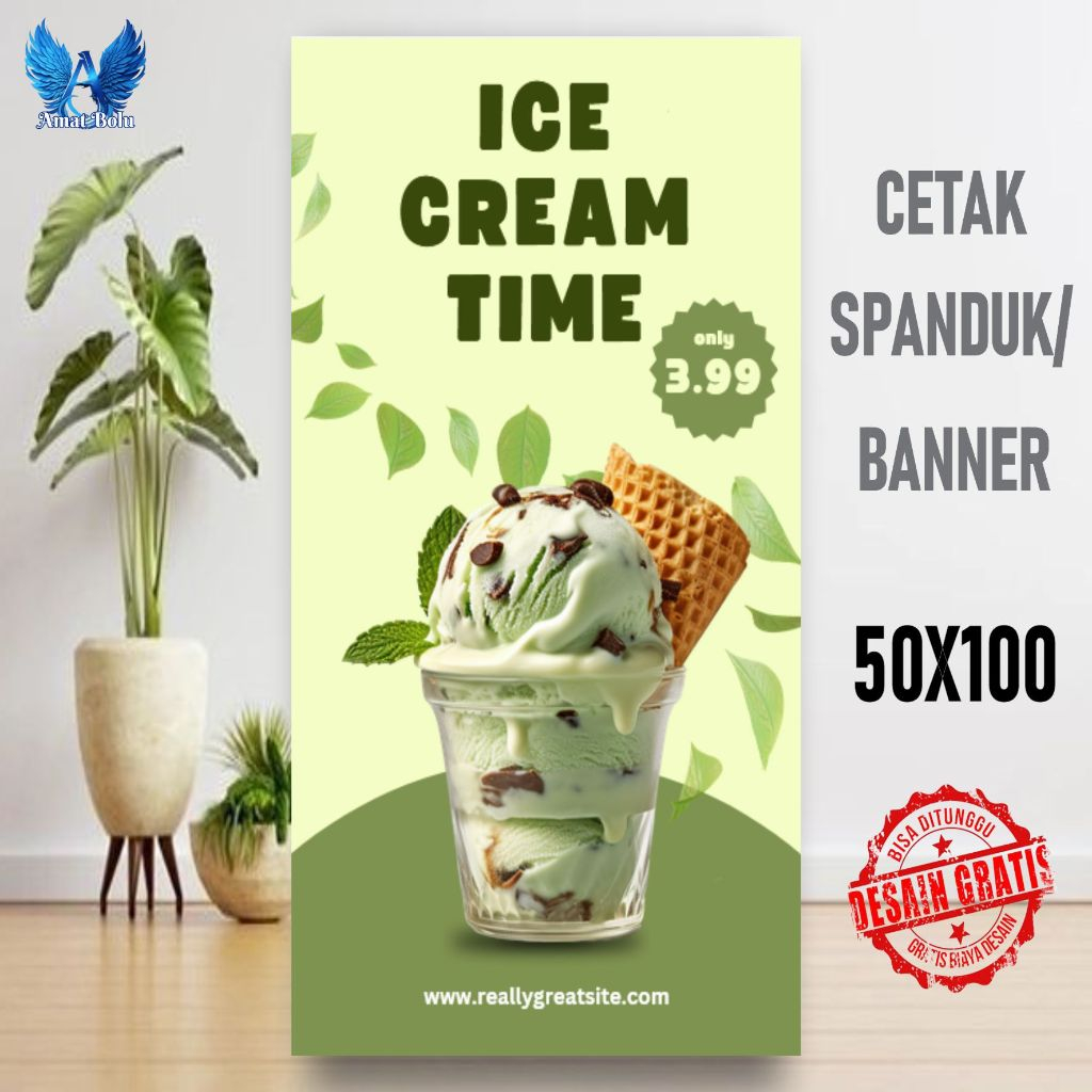 Jual Spanduk Banner ICE CREAM DESAIN CERAH Custom Desain | Shopee Indonesia