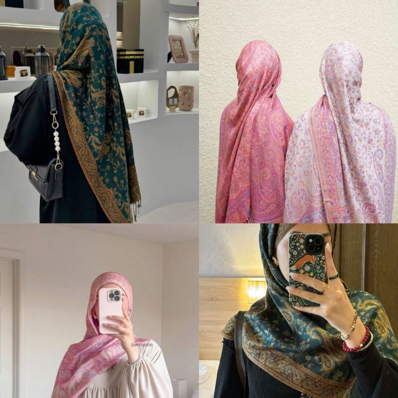 Jual Pashmina Cashmere motif scarf shawl Turki | Shopee Indonesia