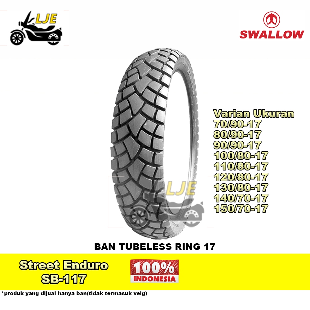 Jual Ban Motor Ring 17 Tubeless Swallow Street Enduro SB 117 - ban motor motif kembang tahu ...