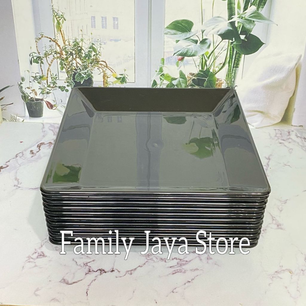 Jual FJS - (1 LUSIN) - PIRING PERSEGI SEMI MELAMIN DINNERWARE (20 CM ...