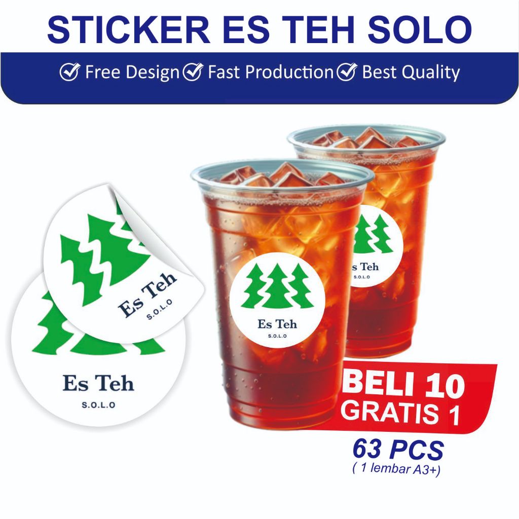 Jual CETAK STIKER ES TEH SOLO / STIKER CUP ES VIRAL / STIKER LABEL ...