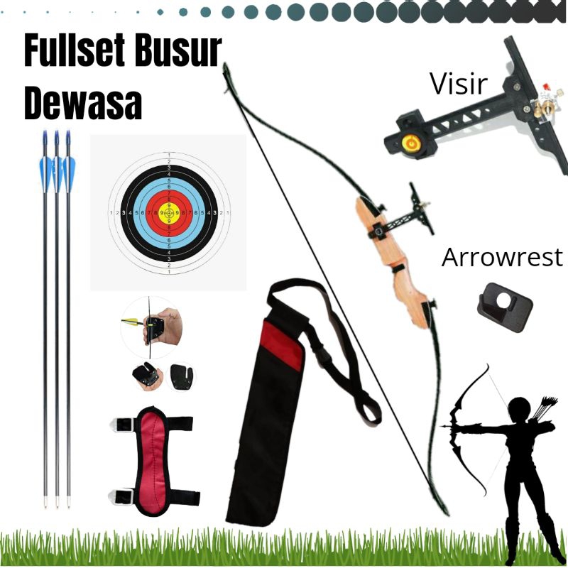Jual Busur Panah Panahan Dewasa Pemula R40 Lengkap Visir Fisir | Shopee ...