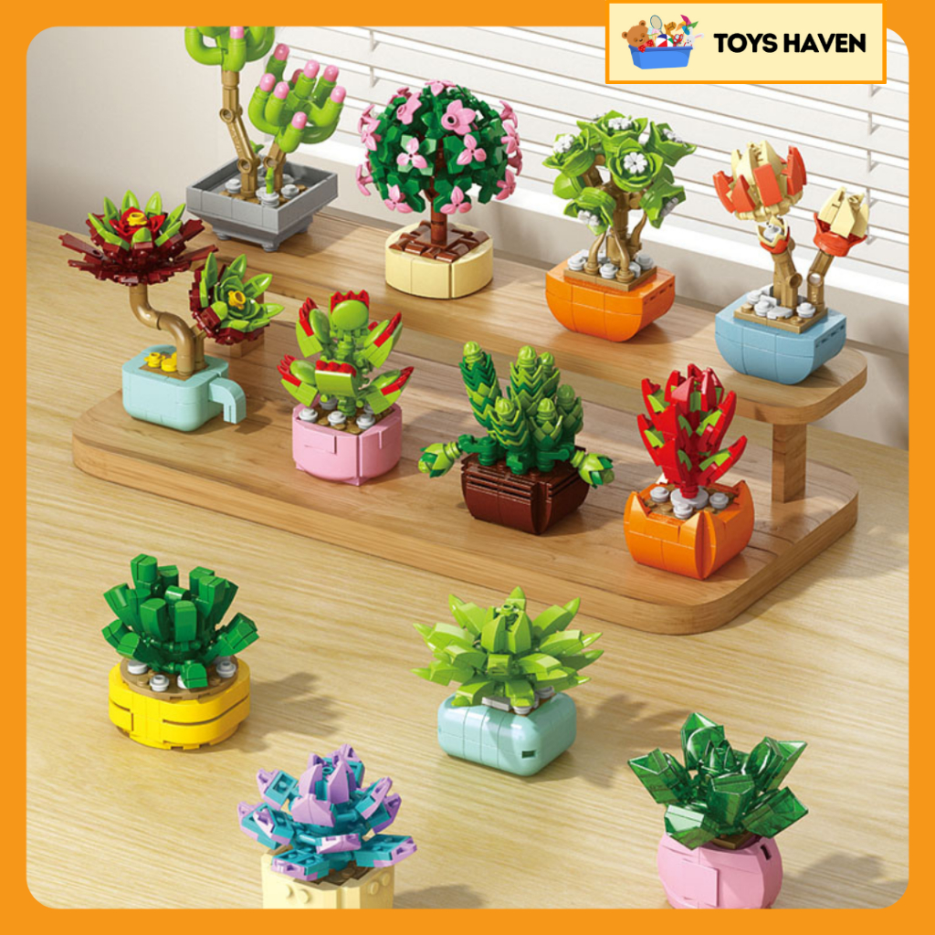 Jual TOYS HAVEN Bunga Pot Bricks Mini Flower Block Pot Tanaman Buket ...