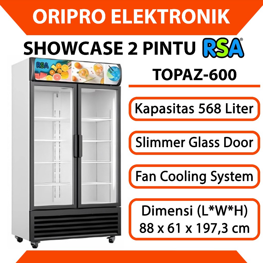 Jual Kulkas Display Cooler Showcase 2 Pintu 568 Liter RSA TOPAZ-600 ...