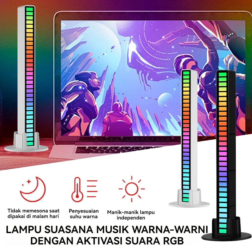 Jual RGB Rhythm Light USB Audio spectrum indicator bar LED lampu hias ...