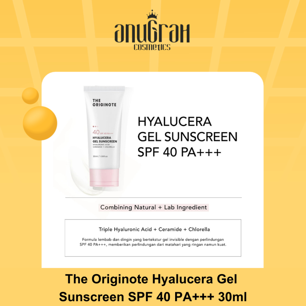 Jual The Originote Hyalucera Gel Sunscreen SPF 40 PA+++ 30ml | Shopee ...