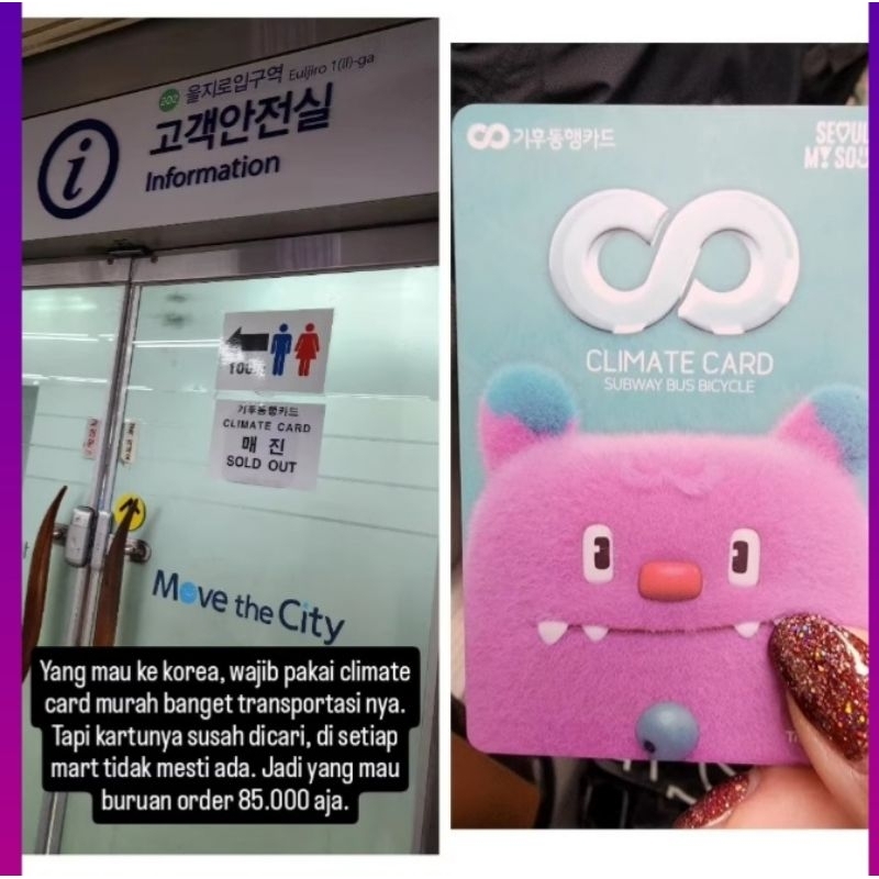 Jual climate card seoul transportasi mrt bus korea | Shopee Indonesia