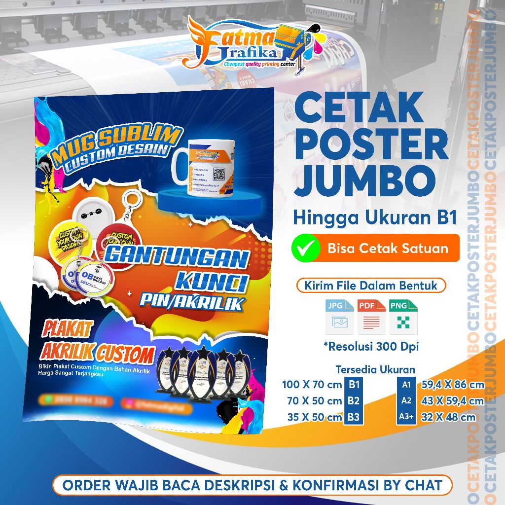 Jual Cetak Poster Besar Custom / A1 / A2 / A3 / B1 / B2 / B3 Poster ...