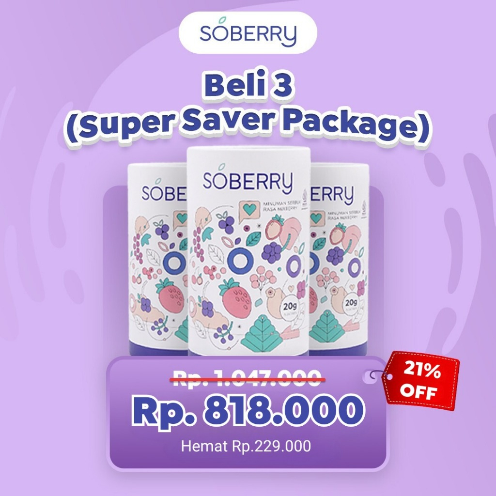 Jual SOBERRY Fiber: Super Saver Package Isi 3 | Shopee Indonesia