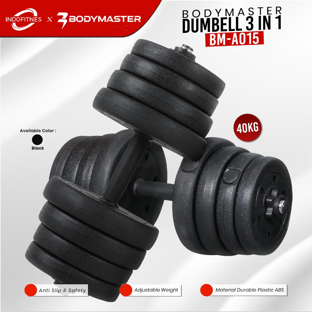 Jual BODYMASTER 40KG BM-A015 Adjustable Dumbell Barbell ABS PVC dumbel | Shopee Indonesia