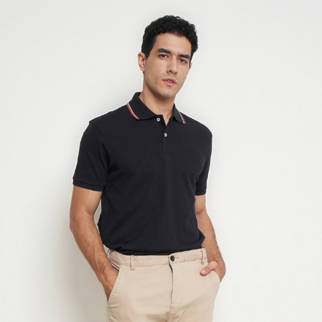 Jual KAWA Arthur Stripe Collar Polo Shirt | Kaos Polo CVC Pique 20s ...